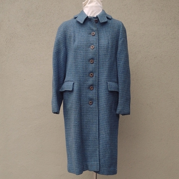 Harris Tweed | Jackets & Coats | Vintage Blue Harris Tweed Long Coat ...